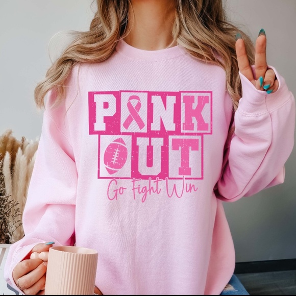 Tops | 53 Pink Out Graphic Sweatshirt Price Firm | Poshmark